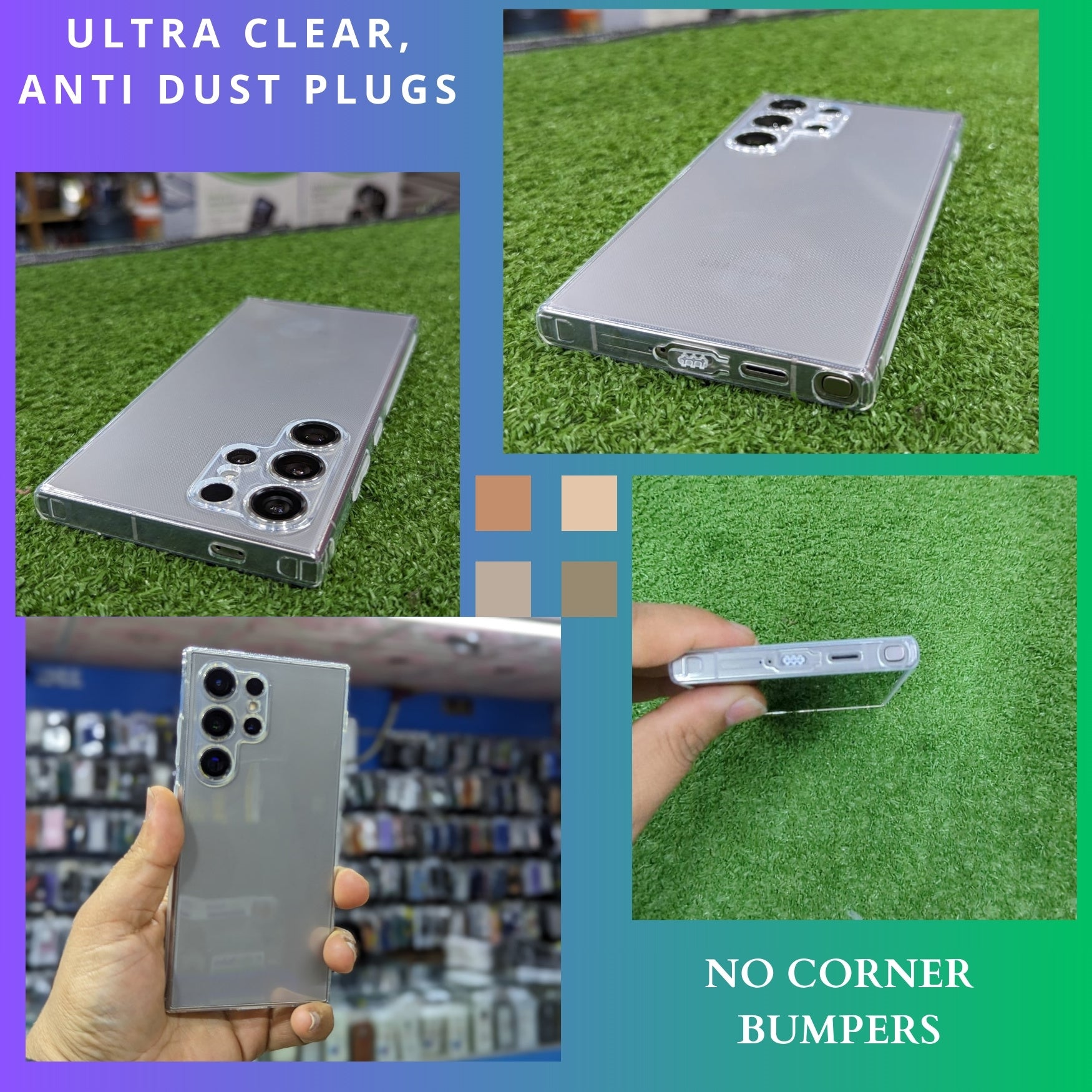 Samsung Galaxy S24 Ultra Case, Soft TPU Ultra-Clear with Dust Plugs (N ...