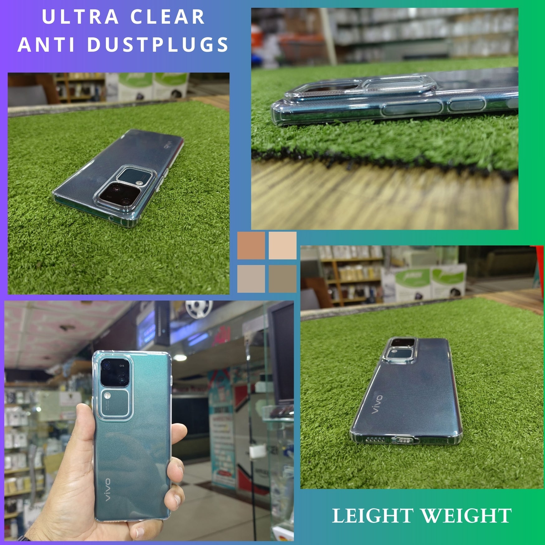 Vivo V30 Case, Soft TPU Ultra-Clear with Dust Plugs (NO Corner Bumpers ...