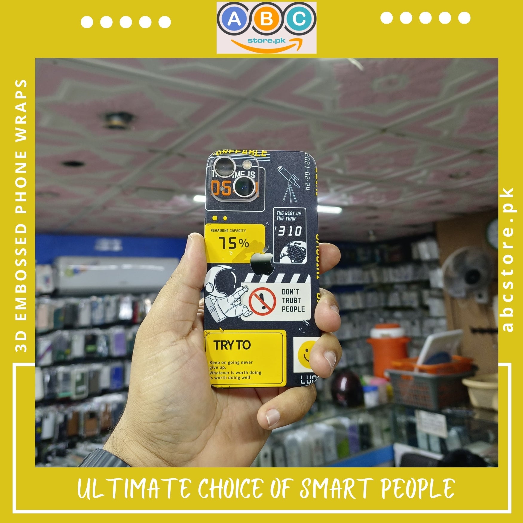 3D Text Graphic Mobile Wraps for All Phone Brands/Models – ABC Store